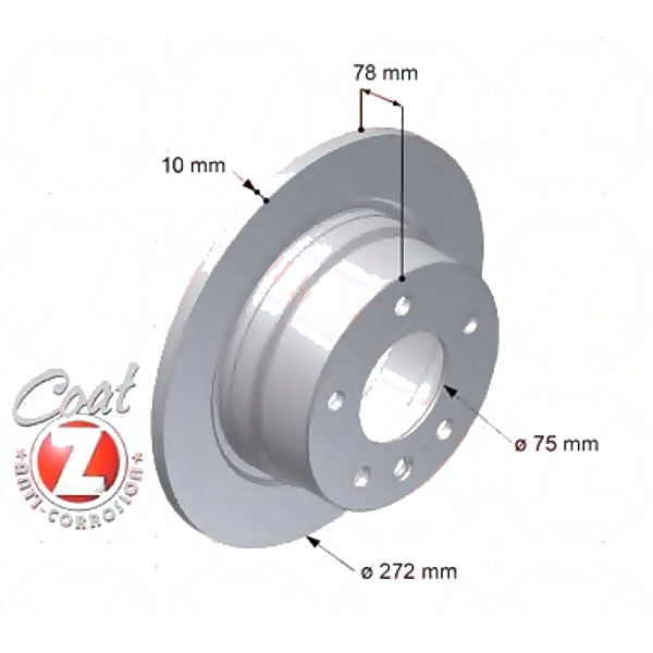 ZIMMERMANN 150.1282.20 (34211160809 / 34216758552) диск торм BMW (БМВ) e36 compact зад не вент 272x10