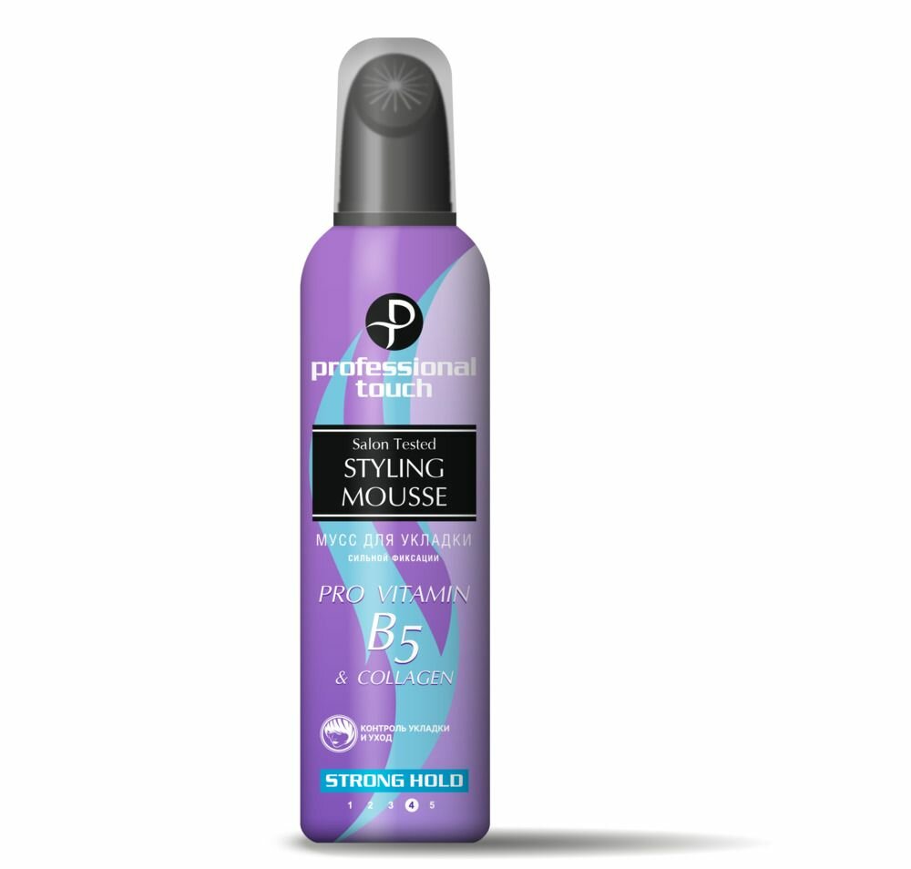 PROFESSIONAL TOUCH Мусс для волос Pro Vitamin B5 и коллаген, сильная фиксация, 150 мл