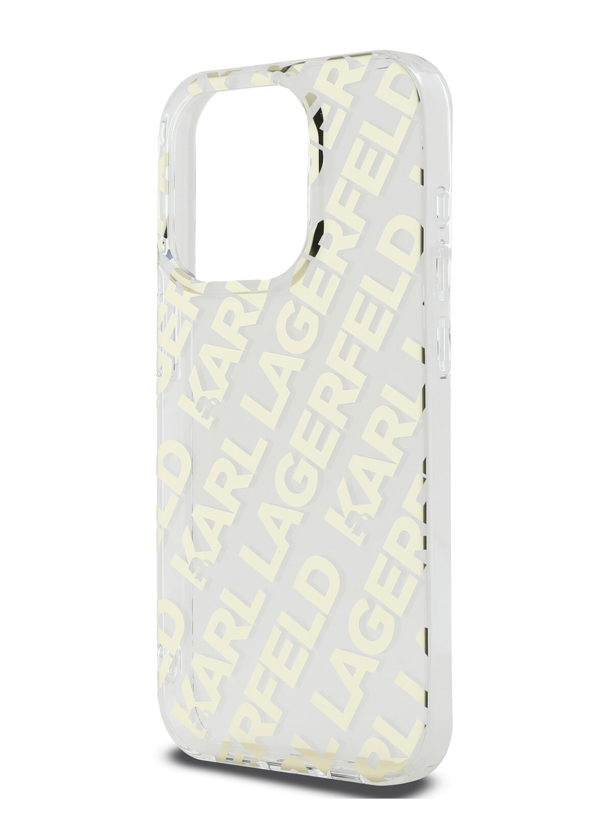 Lagerfeld для iPhone 15 Pro чехол PC/TPU Repeat Logo Hard Transparent/Gold