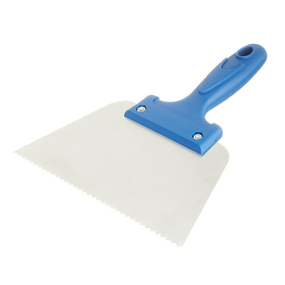 Шпатель для клея зубчатый 180 мм В2 нержавеющая сталь с пластиковой ручкой