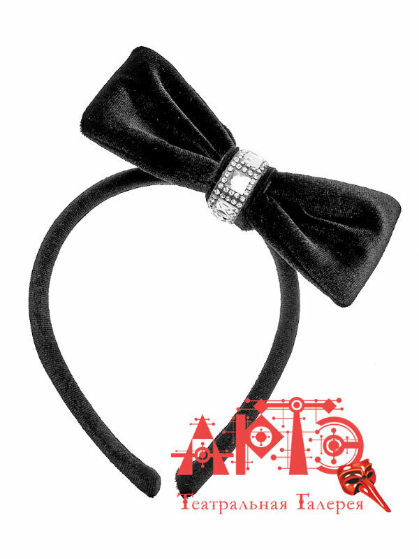 Ободок "Бантик со стразами" (Цв: Черный )