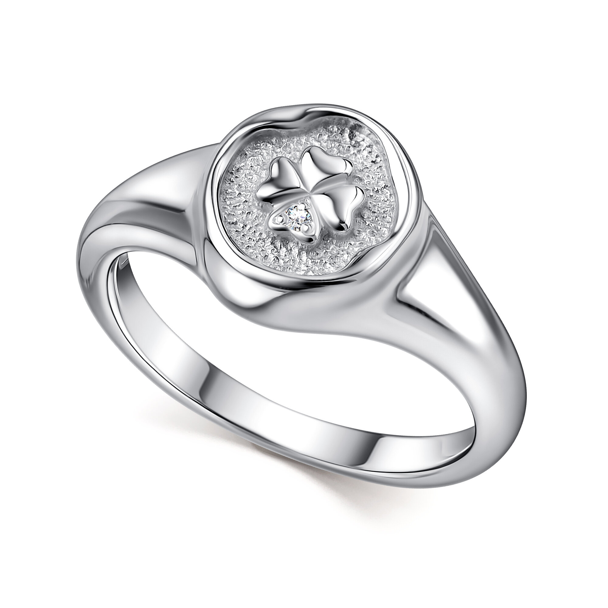 Кольцо, серебро, 925 проба, родирование, бриллиант