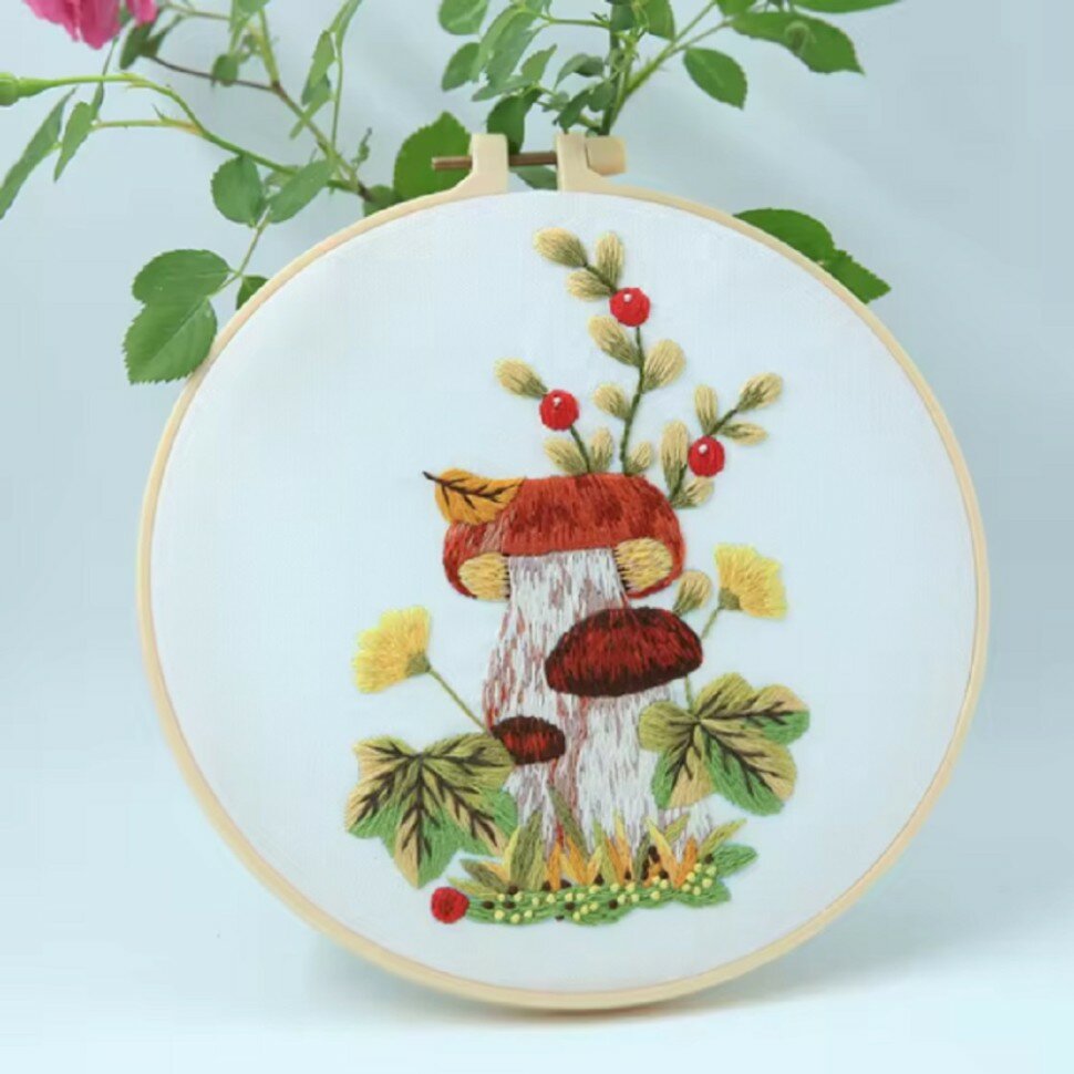 Набор для вышивания SemArt #036 Грибочки (комплект из 2-х наборов), Гладь, 20 см