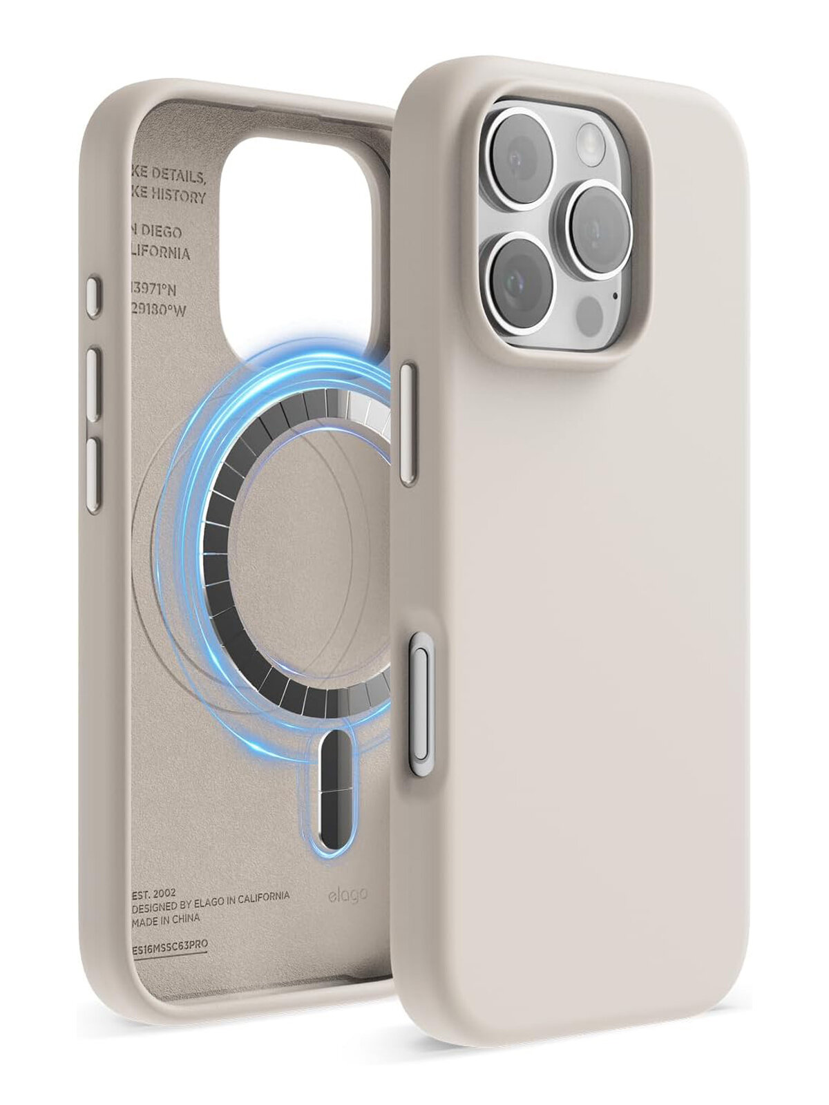 Elago для iPhone 16 Pro чехол Soft silicone (Liquid) Stone (MagSafe)