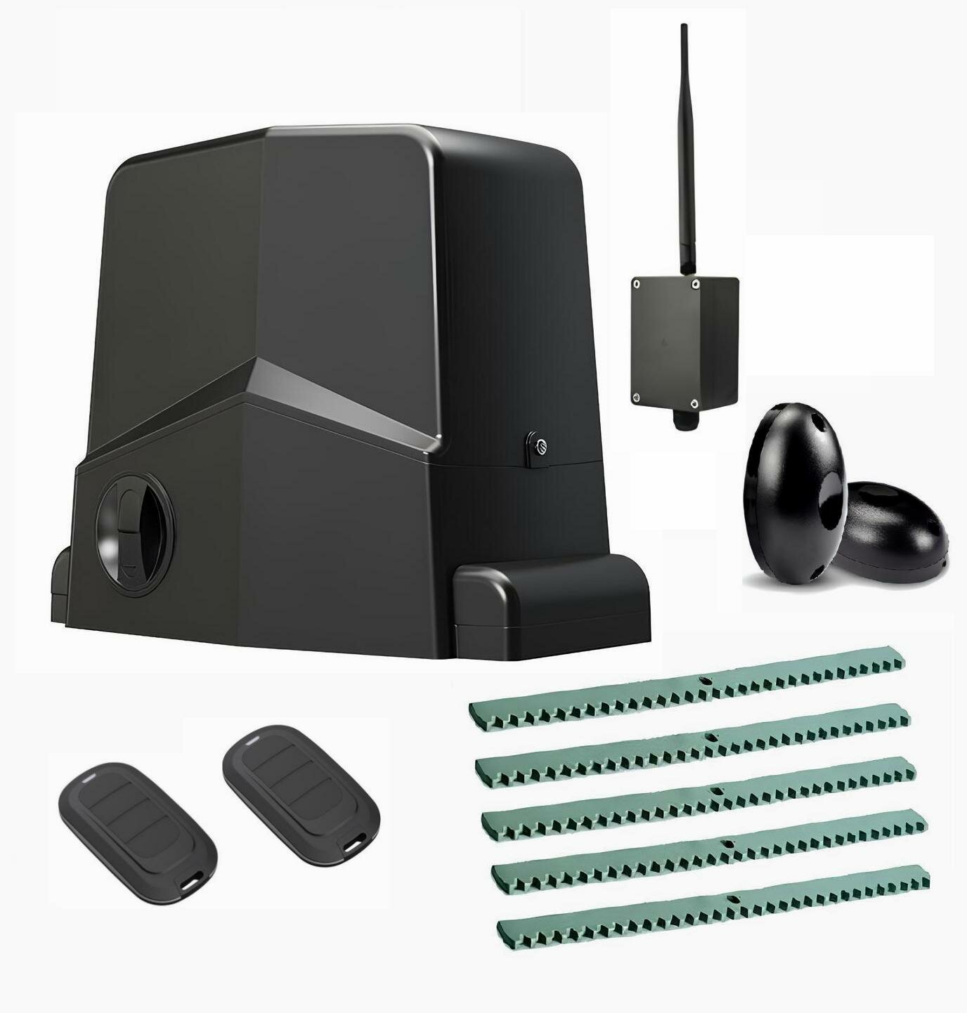 Автоматика для откатных ворот AN-MOTORS ARW-600MKIT-FK5-BT, комплект: привод, фотоэлементы, 2 пульта, 5 реек, Bluetooth-модуль