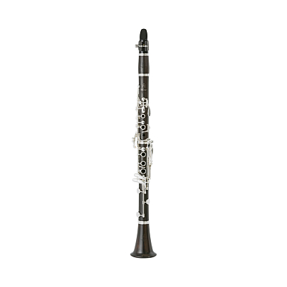 Uebel 425951 Кларнет CLASSIC L, строй Bb, 18 клапанов, 6 колец, рычаг Eb, отборное гренадильное дерево, эргономичный дизайн, регулируемый упор с кольцом для большого пальца, кожаные подушки, посеребренная механика, мундштук ESM, трость Vandoren, лигатура