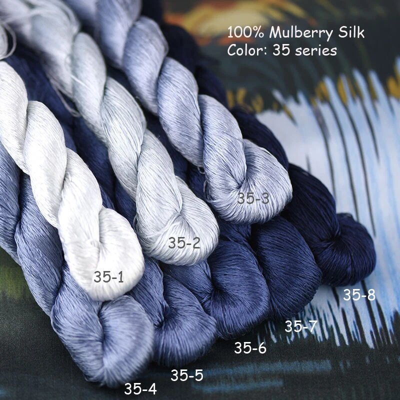 Шелковая нить для вышивки 16/2, 400м, 35 mixed colors