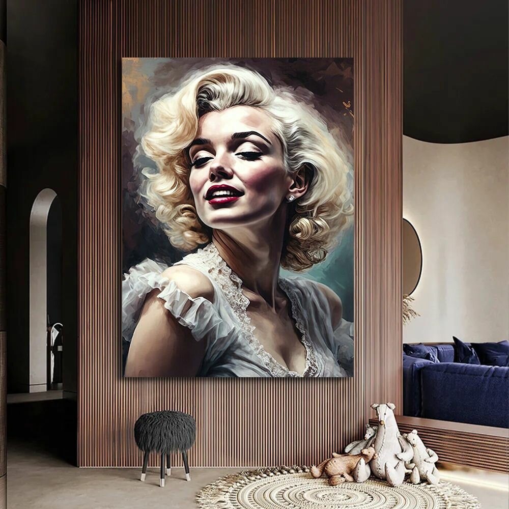Картина "Мерлин Монро", на холсте, на подрамнике, на дереве, 50x70 см