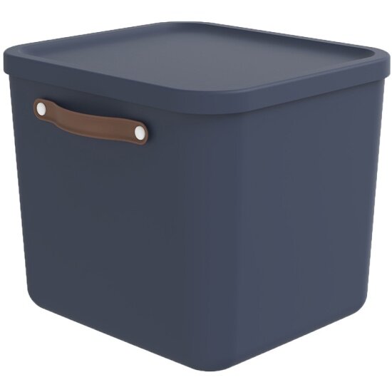 Ящик Rotho Maloja для хранения вещей, пластиковый с крышкой и ручкой, темно-синий, 40 л (1055206250)