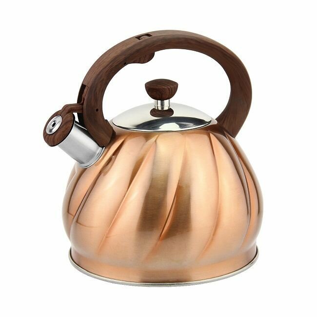 Чайник со свистком Kelli, 3 л золотой