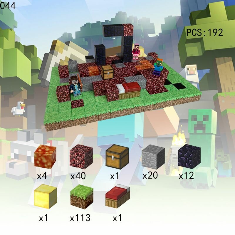 Магнитный Конструктор Майнкрафт набор детали фигурок Игрушка Minecraft My World , Комплект из магнитных блоков