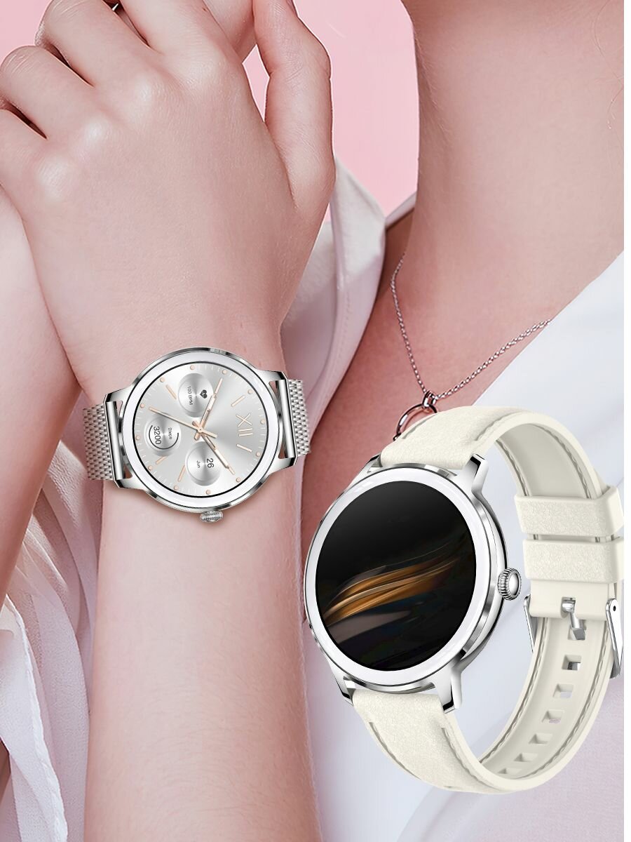 Cмарт-часы женские ультратонкие SACOSDING, круглые smart watch с трекером, измерением пульса и артериального давления, элегантный фитнес браслет для андроид смартфона и айфона