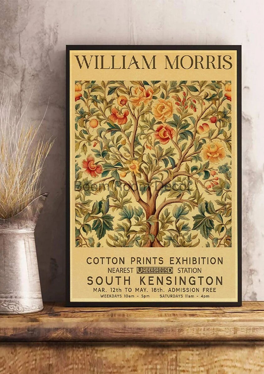 Винтажные постеры Уильяма Моррис, ностальгия, крафт-бумага, принт, кофе, украшение для дома, Chambre, эстетическая картина на холсте для спальни