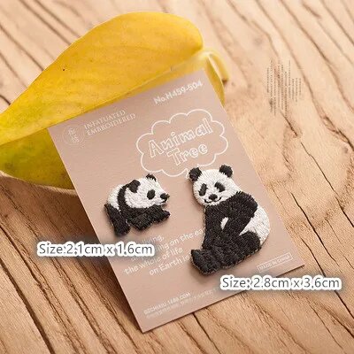 Нашивки AHYONNIEX Мини-вышивка животные Черный, two panda