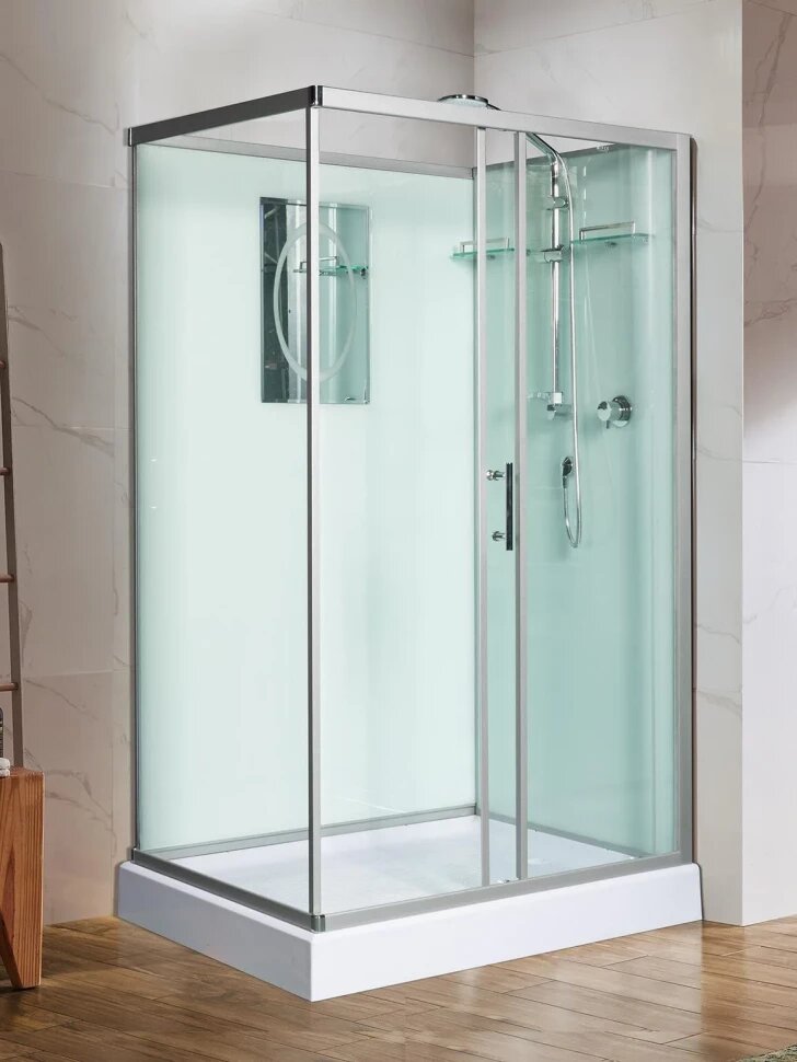 Душевая кабина WeltWasser Laine 1211 10000003274 120x90x217 см, без крыши, низкий поддон, профиль матовый хром, стекло прозрачное