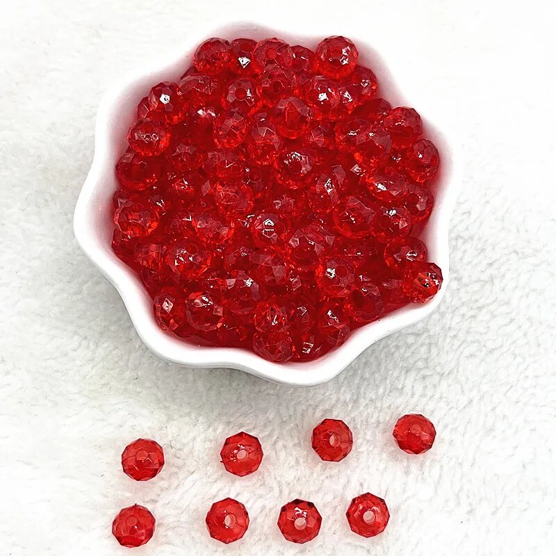 Акриловые граненые бусины HWYCRRGT 6/8/10 мм для браслетов Красный, 6mm(100pcs), 02