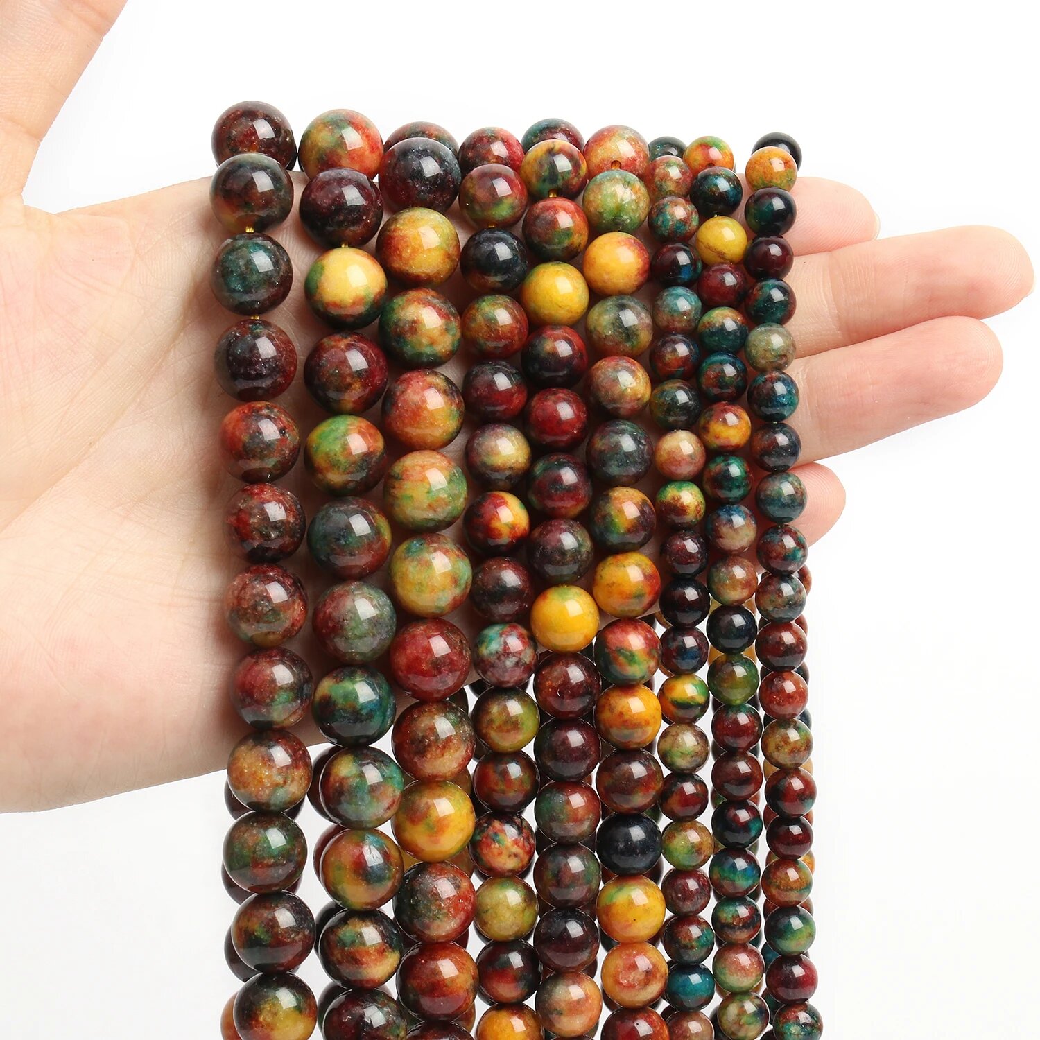 Бусины из белого лунного камня Kuoyu 6 8 10 мм 8mm approx 46pcs, Dragon Vein Agate-01