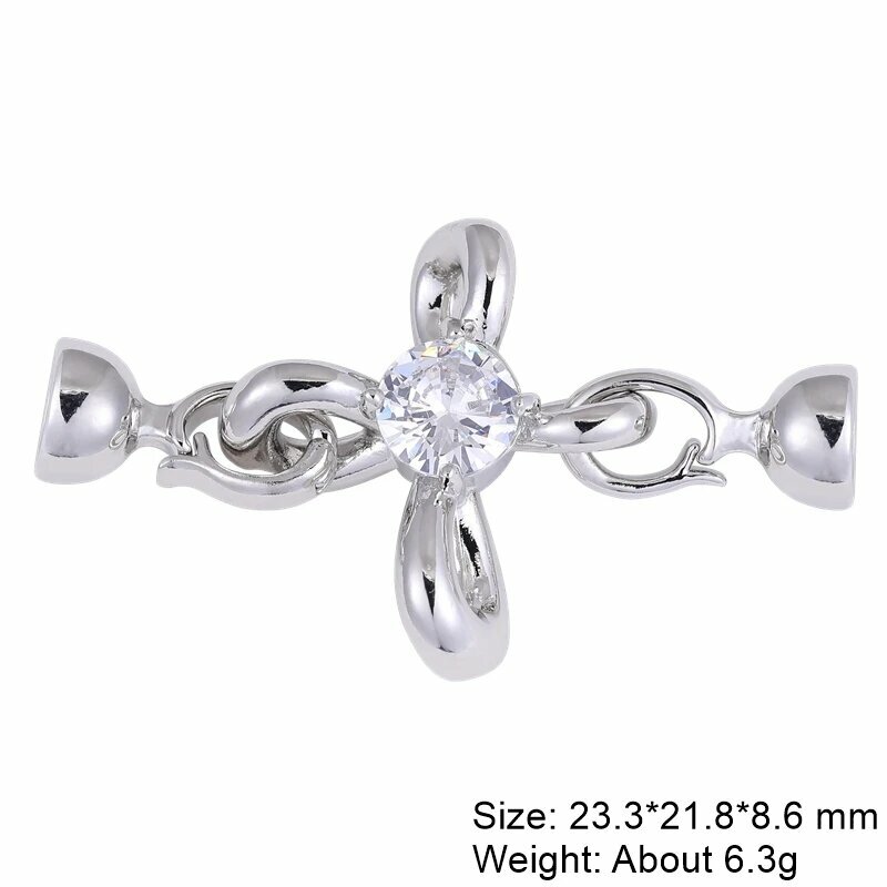 Серьга пирсинг для пупка с кристаллом, White Gold