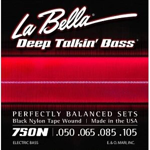 Струны для бас-гитары La Bella 750N Black Nylon Tape Wound
