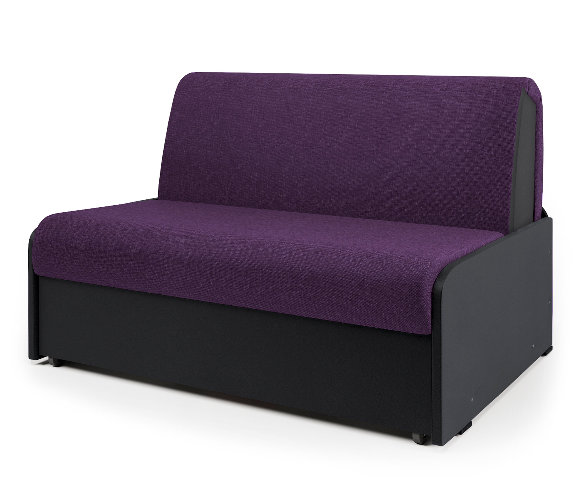 Диван-кровать Шарм-Дизайн Коломбо БП 100х194 см, диван раскладной, аккордеон, прямой, фиолетовая рогожка, экокожа черная