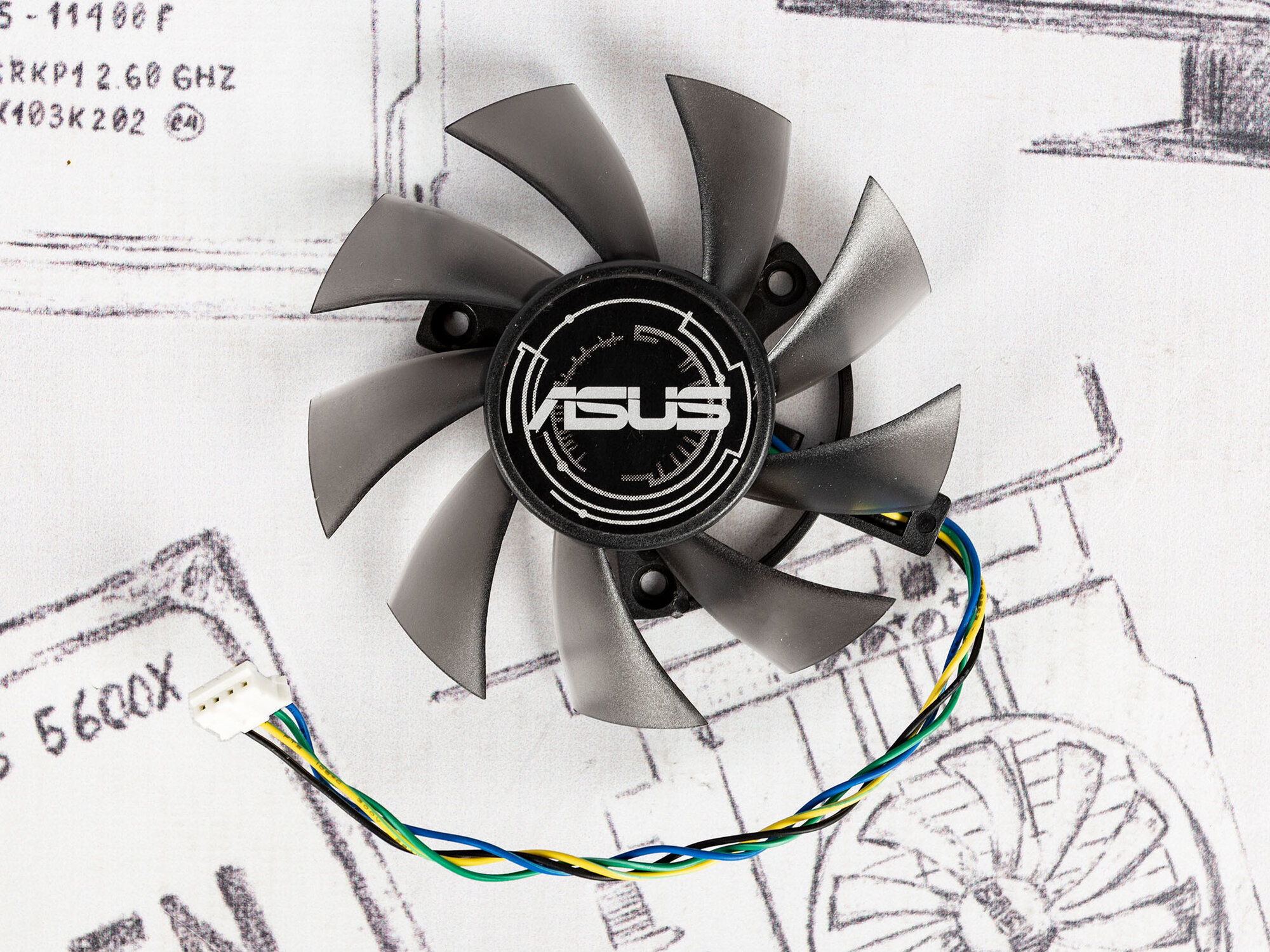 Вентилятор для видеокарты ASUS GTX 1650, 1660 Ti ⌀75мм