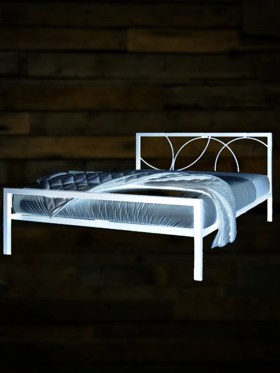 Кровать Loft Mebel "злата", металлический каркас, белое основание, сборка, 140x200см