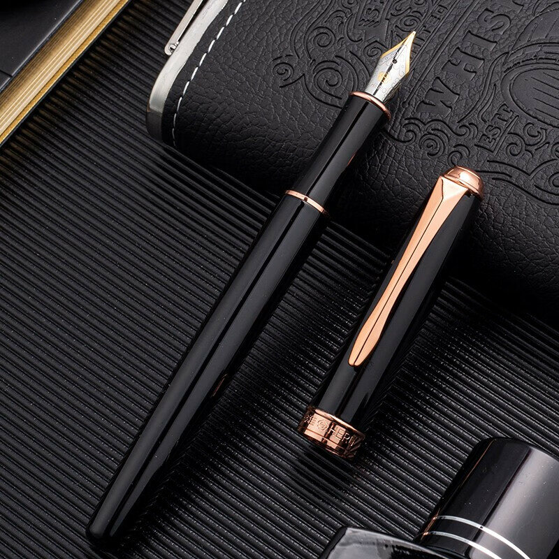 HERO Fountain Pen Stationery, Stylish for Men And Women Students, Iridium Gold Fountain Pen, Business Office Personal Ink Pen 850, Black