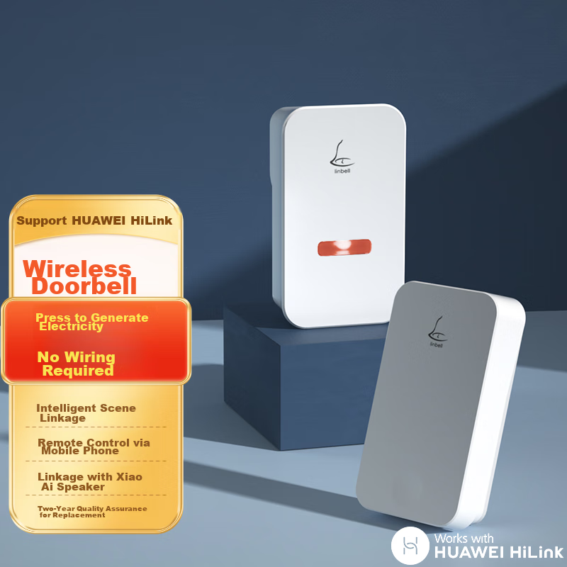 Lingpu Technology Wireless Doorbell G4L, Self-Powered Remote Reminder, Home Call Button, Supports HUAWEI HiLink, One-To