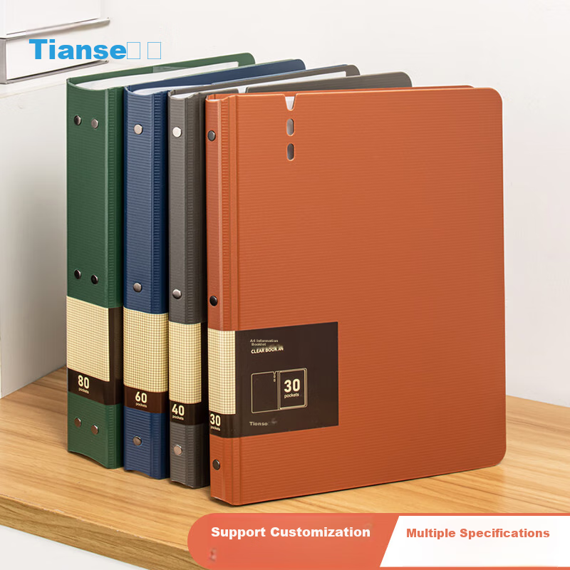 Tianse A4/60-Page Document Folder, Thickened Insert File Folder, Contract Storage, Student Exam Paper Storage Bag, File Organizer, Subject Folder, TS-1660, Coral Orange