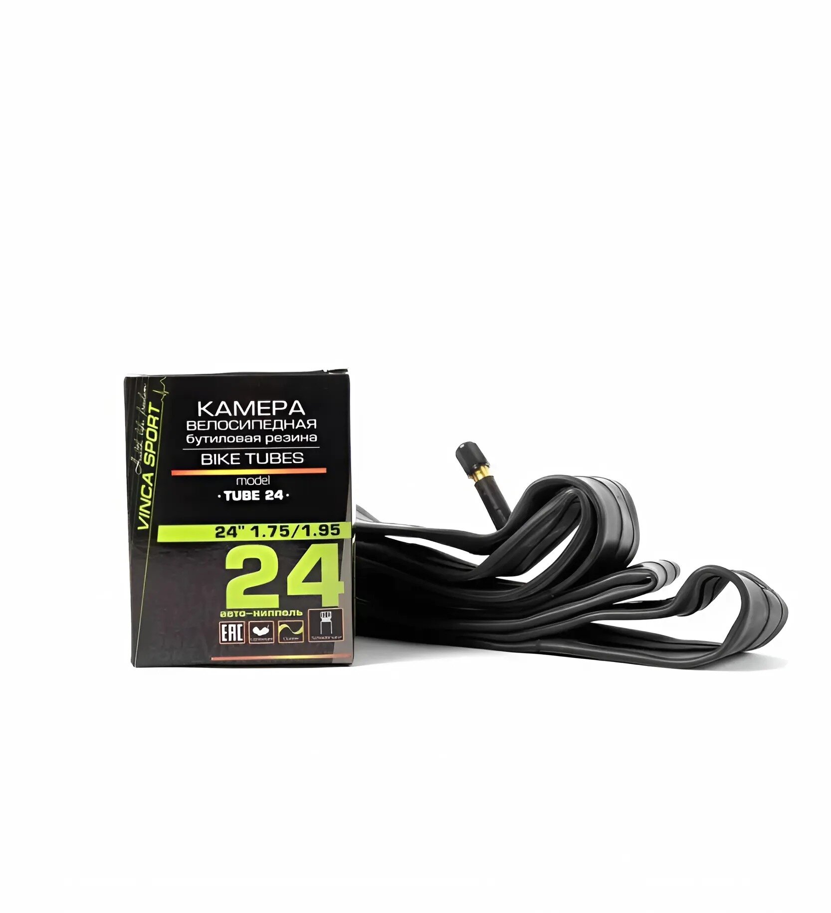 Камера 24*1.75/1.95 Vinca Sport, бутиловая резина, авто-ниппель