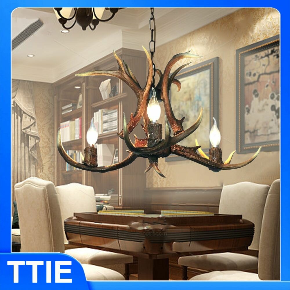 Потолочный светильник-люстра "Оленьи рога", ретро, E14,21Вт