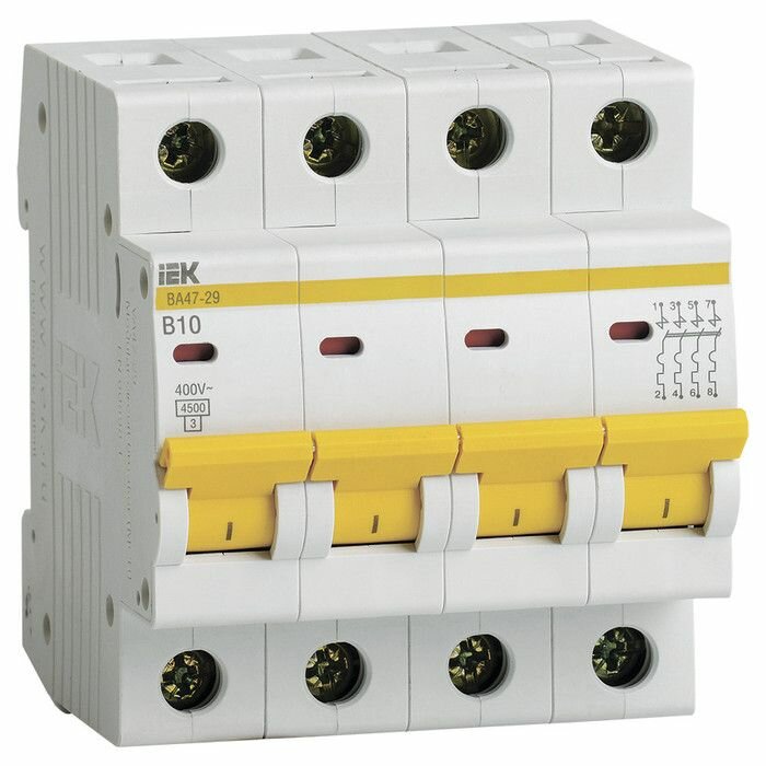 KARAT Автоматический выключатель ВА47-29 4P B 10А 4,5кА IEK