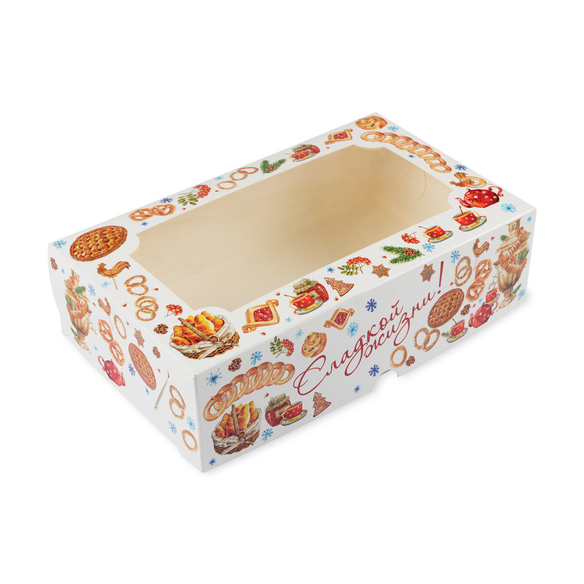 S-CHIEF CBC-003-OR94 Коробка с окном 25×15×7 см для выпечки бараночек, прозрачная крышка