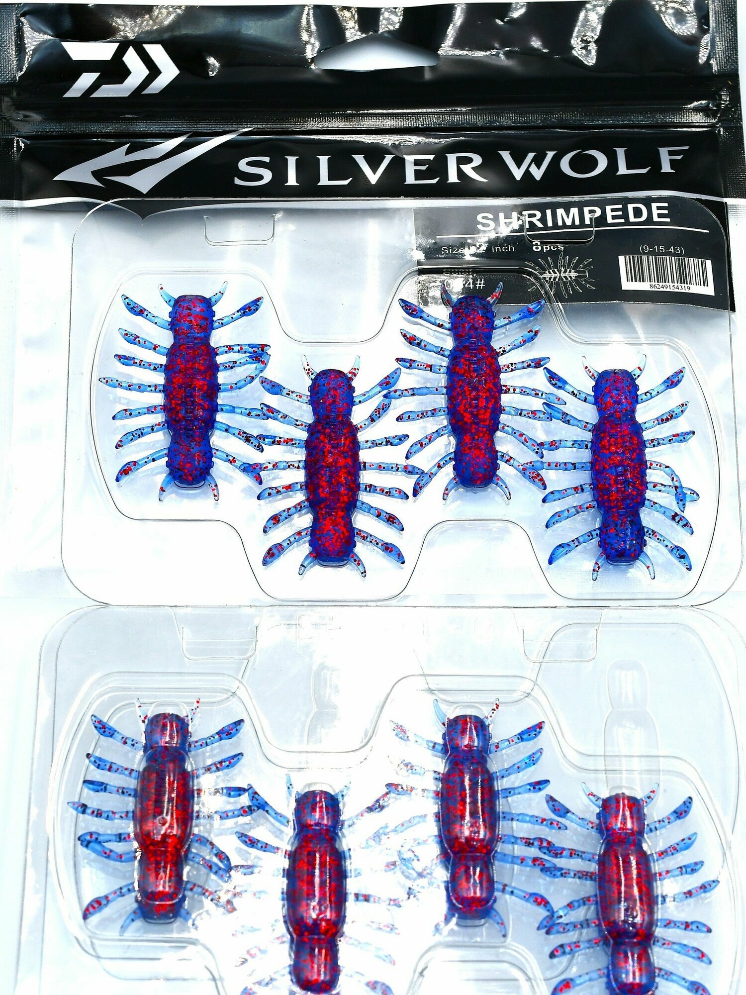 Силиконовые приманки для рыбалки Daiwa Silver Wolf 2 дюйма 8 штук на щуку, судака