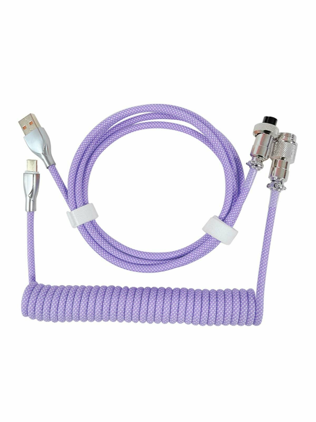 2 in 1 Coiled Aviator Wire Type-C to USB Cable for Mechanical Keyboard Aviation Connector Spiral Paracord
