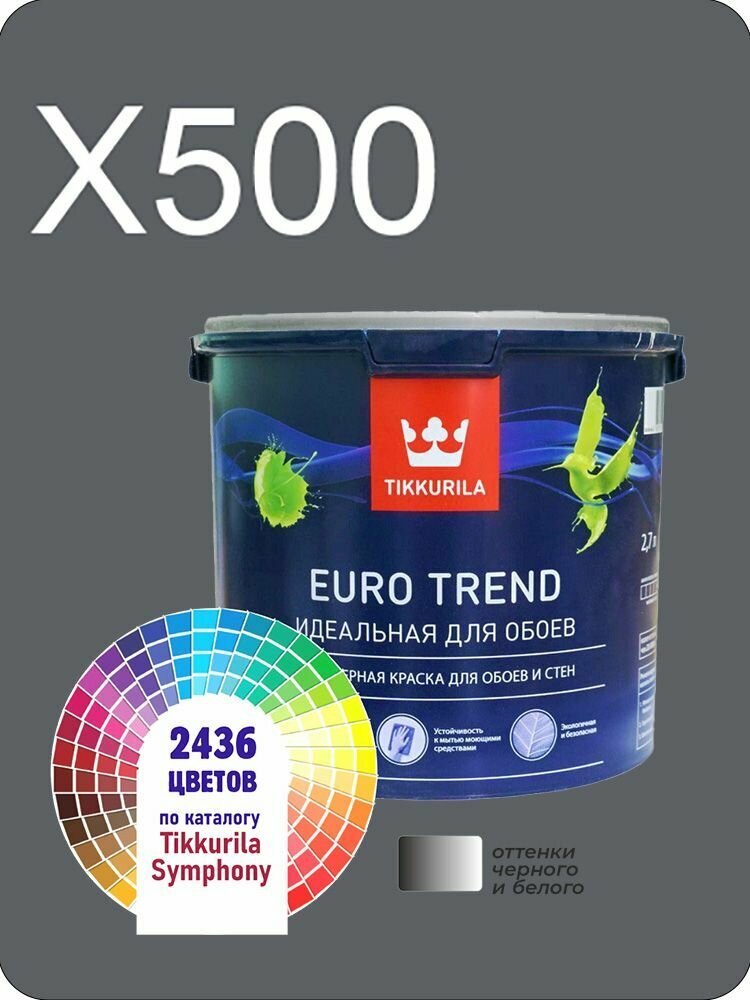 Краска для обоев Tikkurila Euro Trend 2,7л. оттенки черного X500