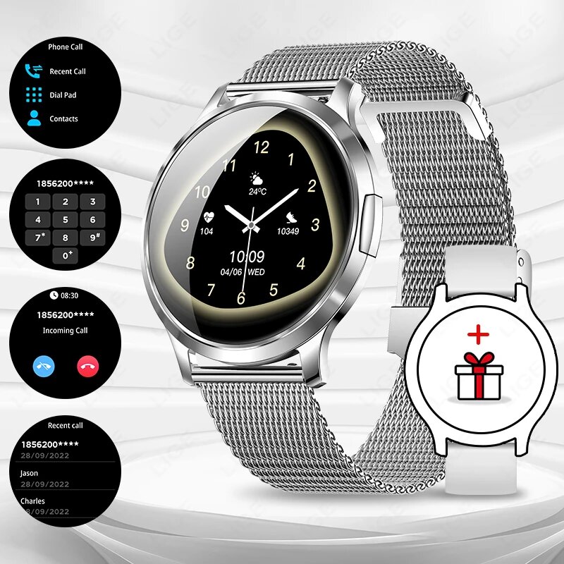 Женские умные часы с экраном AMOLED 1.32" mesh silver