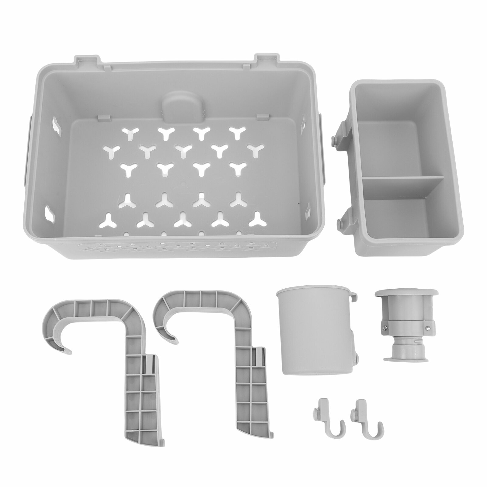 Корзина для хранения у бассейна с подстаканниками Игрушки для бассейна Напитки Универсальный органайзер Надземные аксессуары Серый