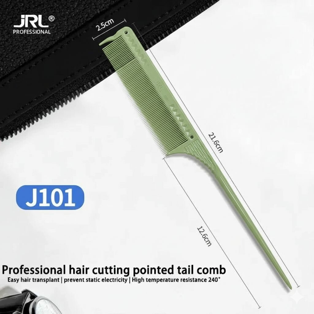 Расческа JRL Professional, для стрижки классическая, мелкие зубья, 216мм, светло-зеленая