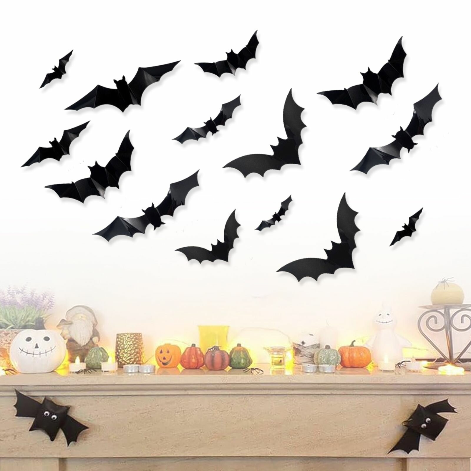 Объемный ночник летучая мышь, 12 шт, с подсветкой красного и синего цвета