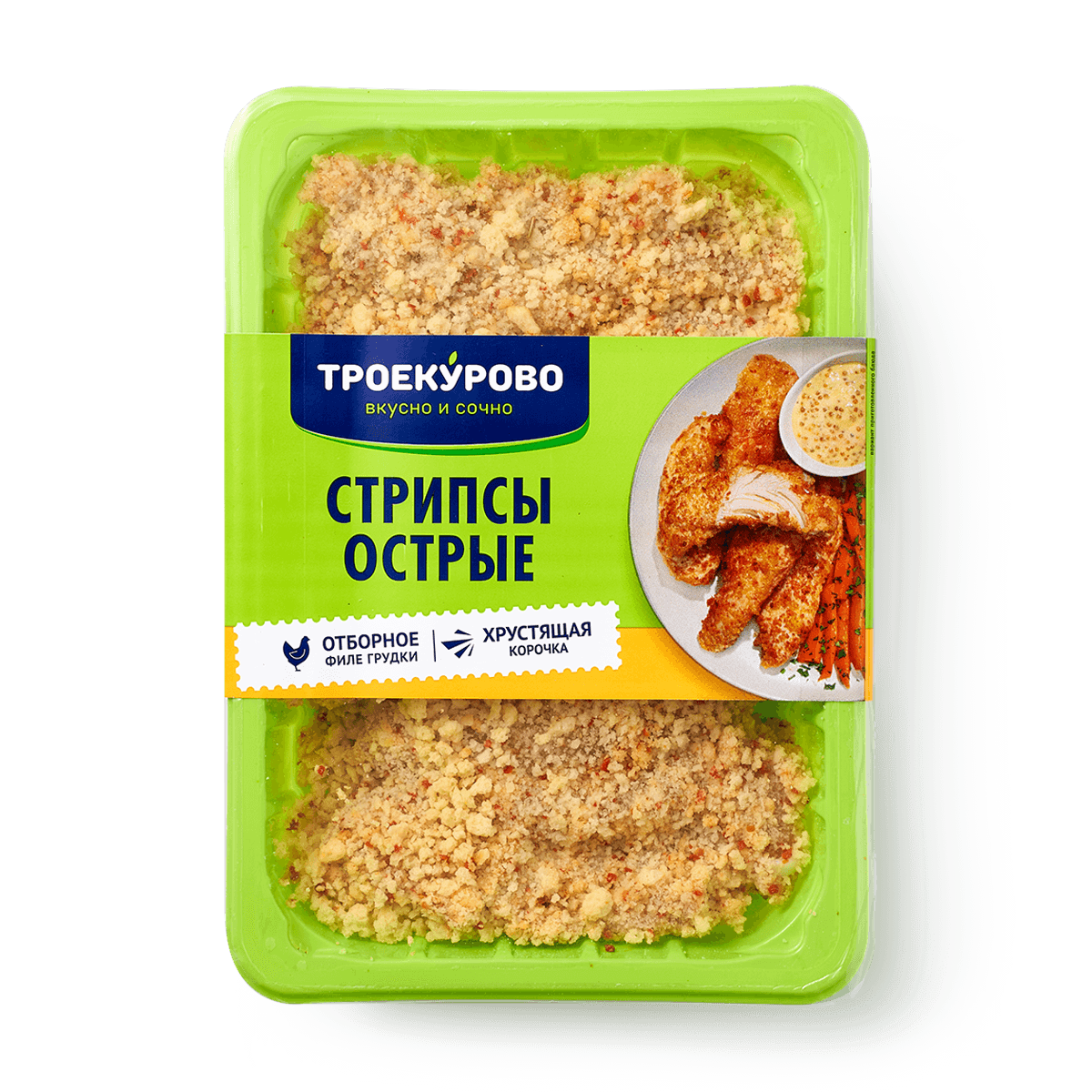 Стрипсы куриные Троекурово, острые, филе грудки, в панировке, 350 г