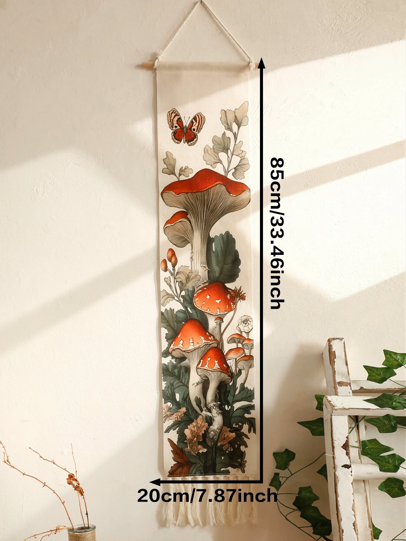 Винтажный гобелен с грибами и бабочками, Tapestry M02643