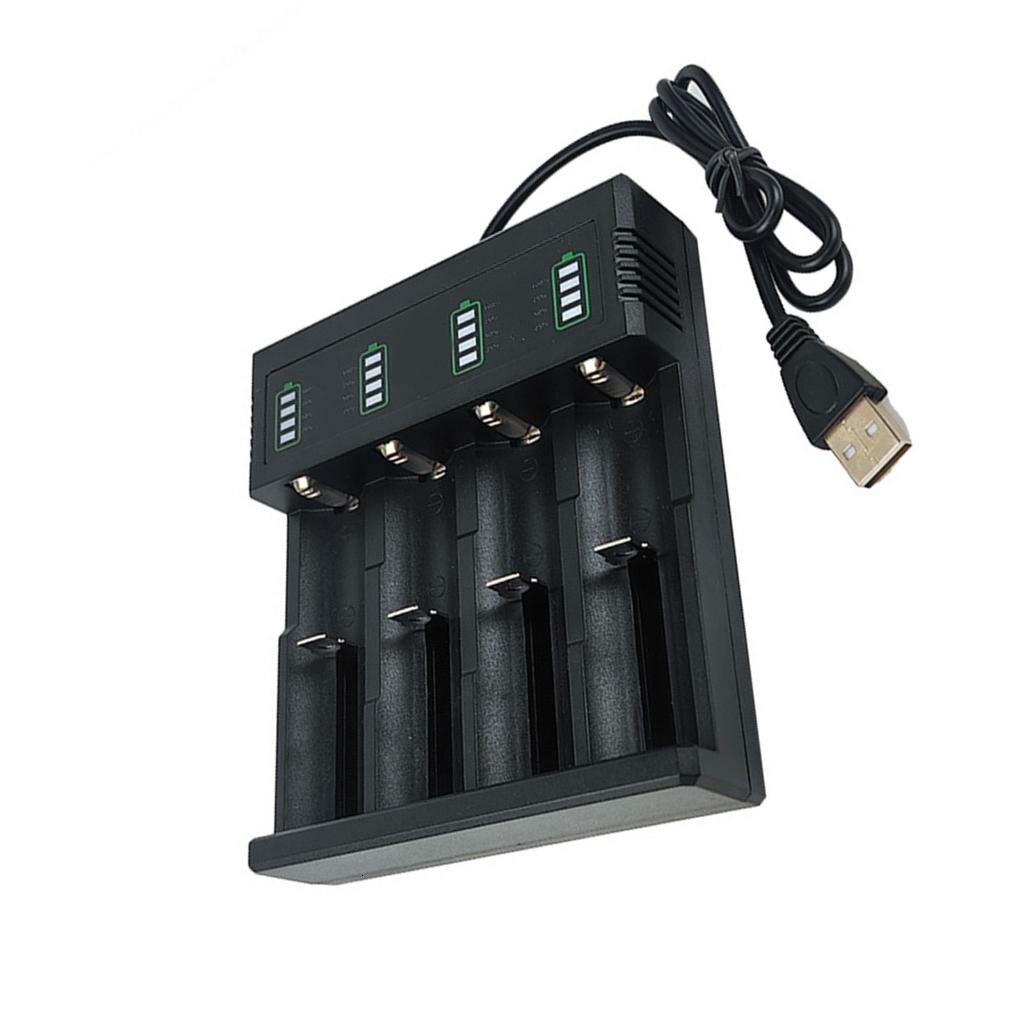 Портативное USB-зарядное устройство для аккумуляторов 18650, 4 слота для батареек