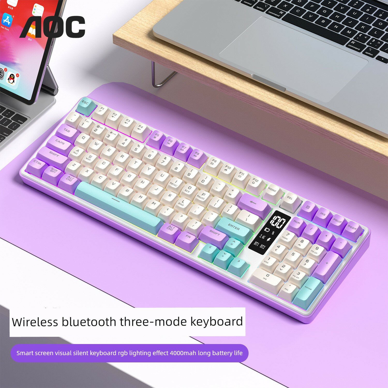 AOC Silent 99-клавишная RGB-клавиатурно-мышечная комбинация с долгим временем работы, 3-режимным подключением, вариация