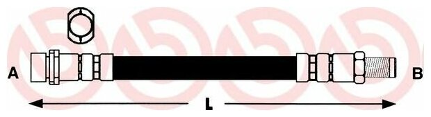 Шланг тормозной зад прав лев Brembo T 24 037