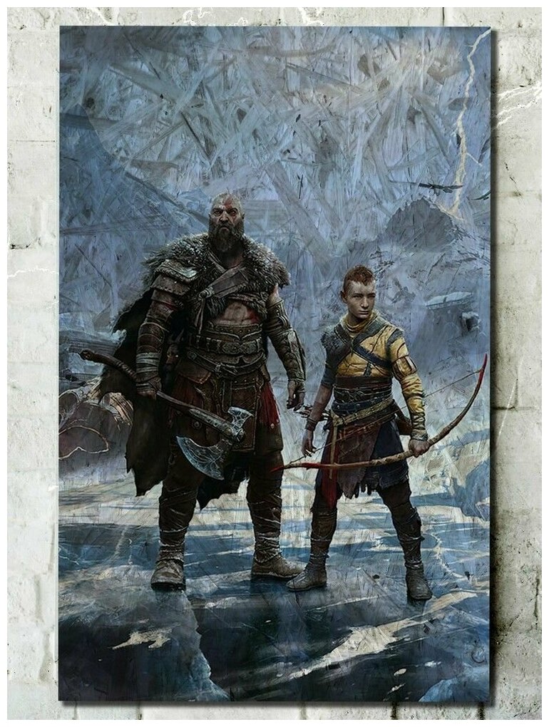 Картина интерьерная на рельефной доске ОСП Игра God Of War Ragnarok - 16003