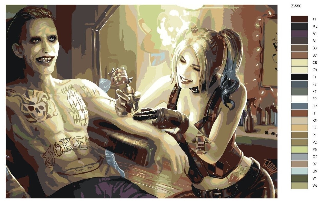 Картина по номерам Z-550 "Харли Квинн И Джокер. " 40x60