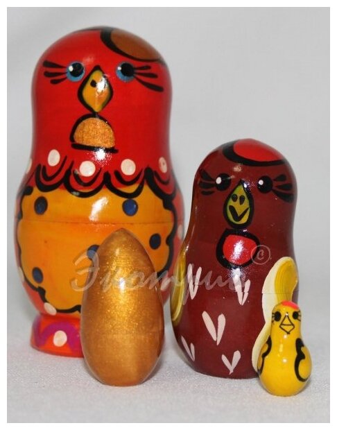 Матрешка "Курочка-наседка" 4 в 1 малая