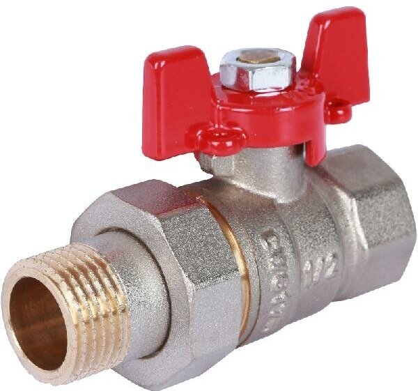 Кран шаровой с американкой ROMMER ВР/НР, ручка бабочка 1/2 RBV-0005-2510215