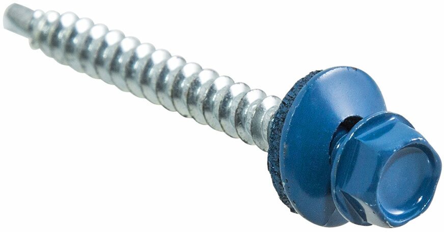 Саморезы кровельные с буром 35х4,8 мм металл-дерево синие RAL 5005 (250 шт.)
